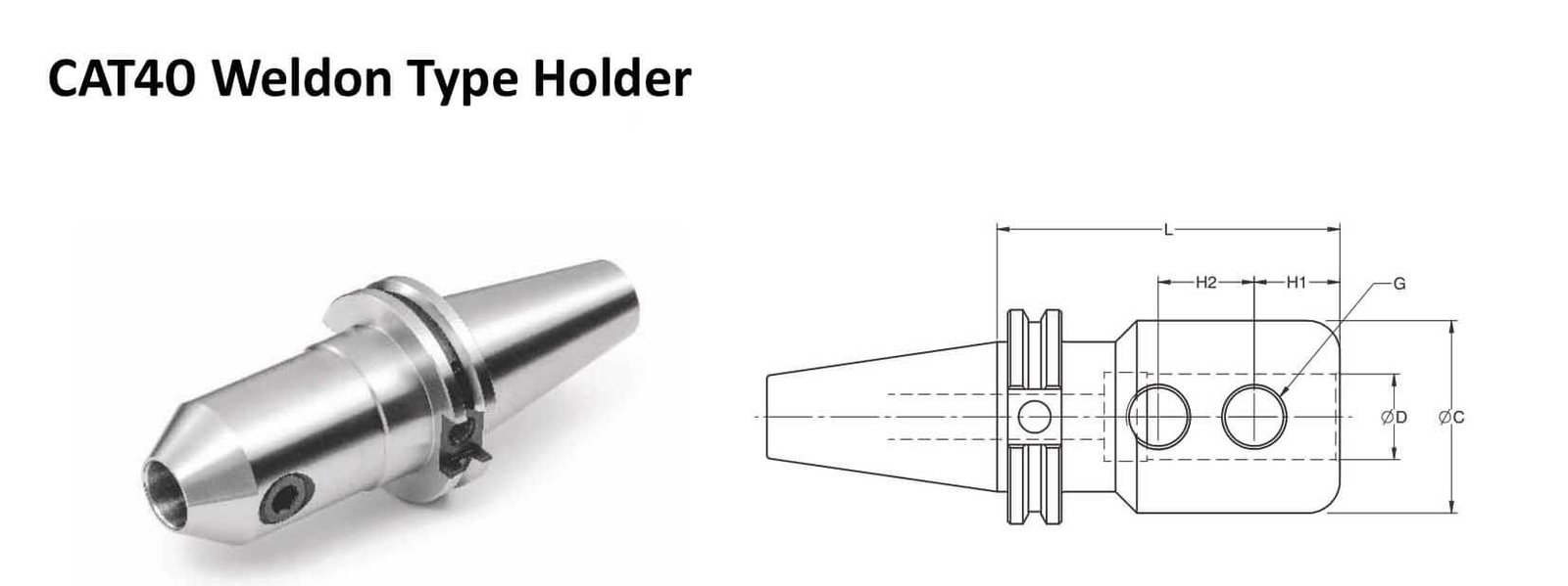 CAT40 WN 1.000" - 6.00" Weldon Type Holder (Balanced to 2.5G 25000 RPM)