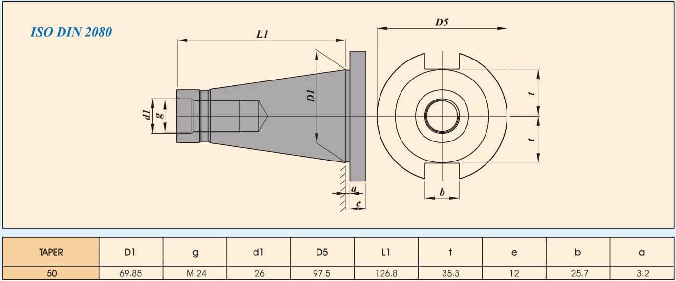 ISO50 MT01 050 AD Morse Taper Adapter