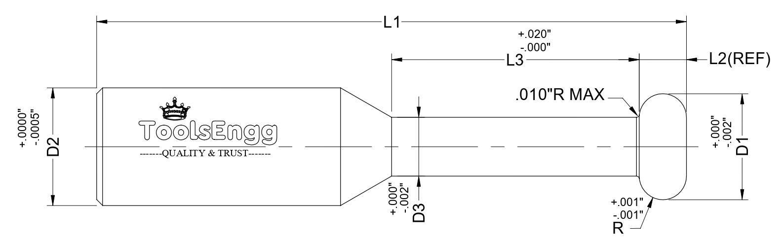 KEYSEAT CUTTER - CONVEX FULL RADIUS