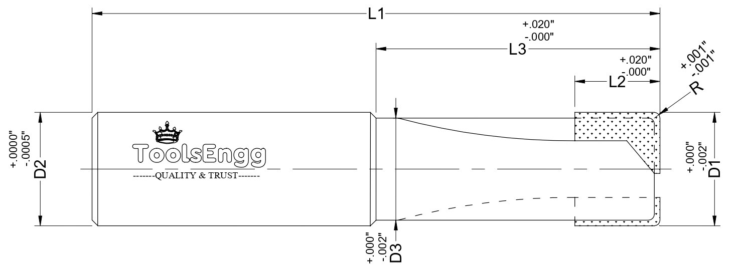 PCD END MILL - CORNER RADIUS